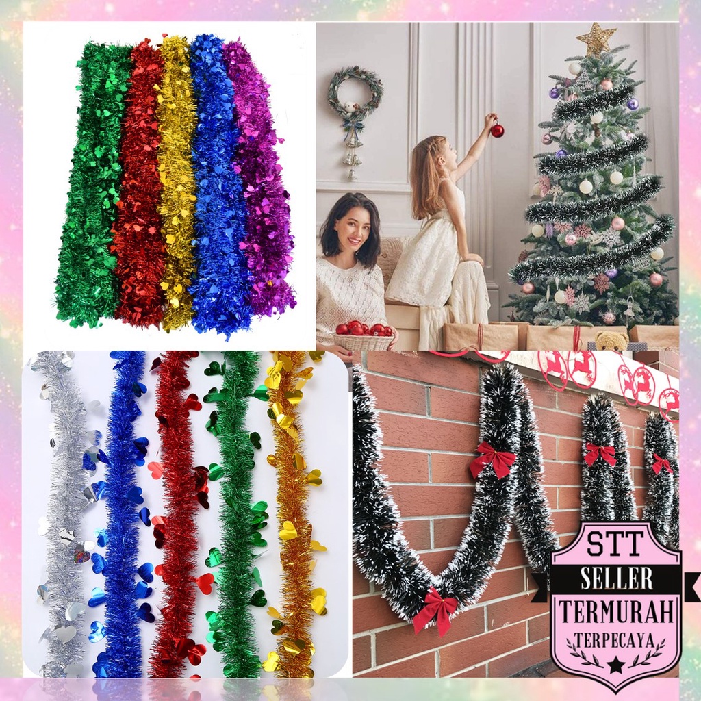 Stt Slinger Tinsel Tassel 2 Meters Christmas Tree Ornaments Star Motif ...