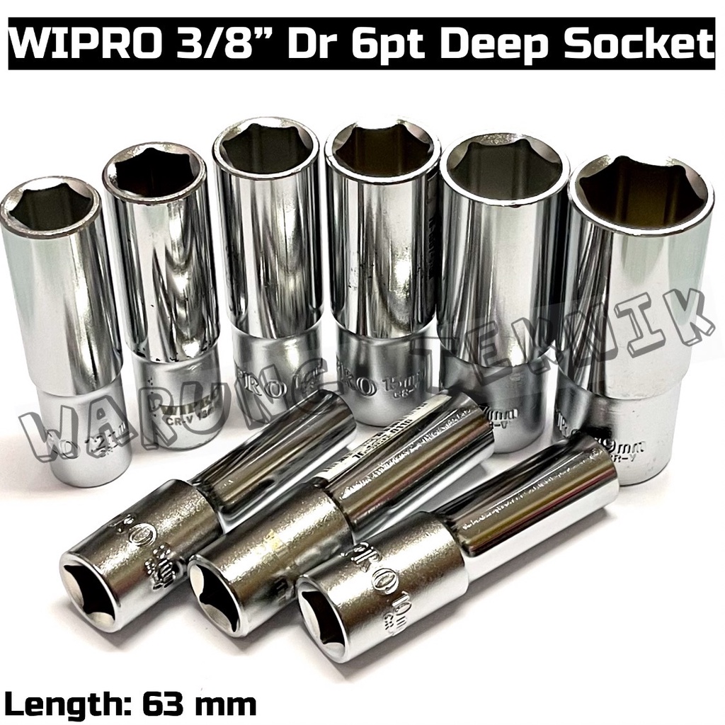 Wipro DEEP SOCKET KEY LONG SOCKET 3/8 INCH DR 6PT 6 7 8 10 11 12 13 14 ...