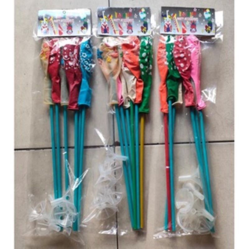 Latex balloon package with balloon sticks (1 pack contains 6 pcs ...