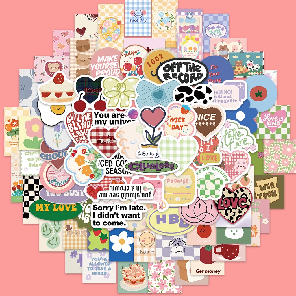 90pcs Cute Pastel Aesthetic Stickers For Girls Laptop Phone Car Book ...