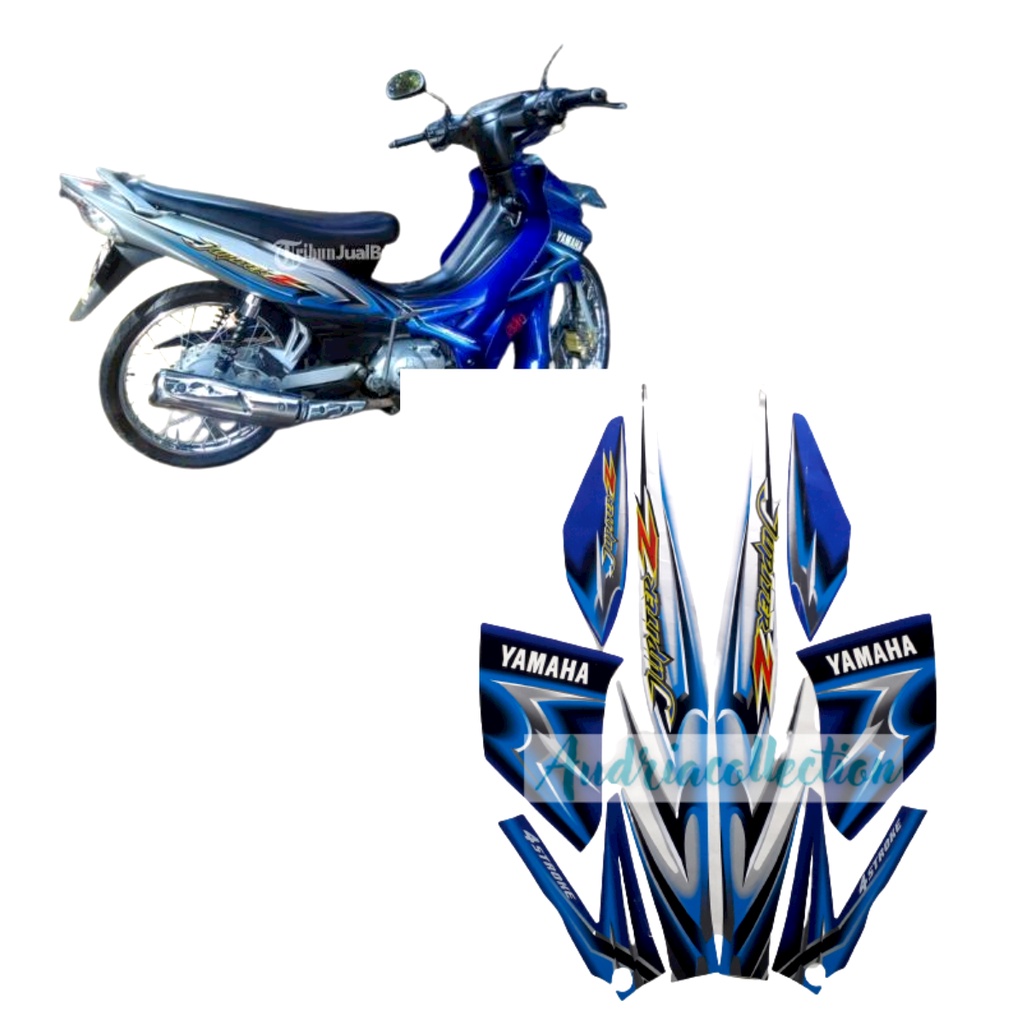 Yamaha jupiter z 2006 std silver-blue motorbike trim striping sticker ...