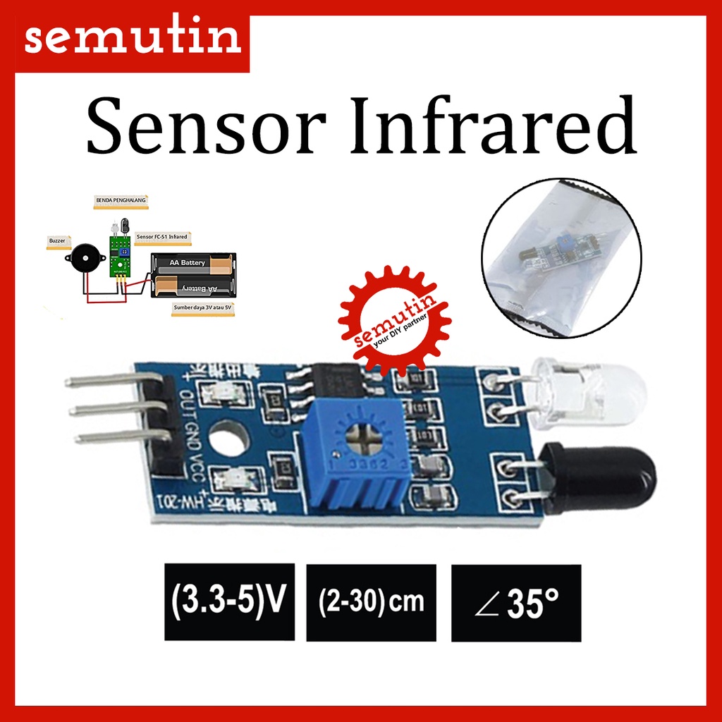 HITAM Ir Infrared Sensor Infrared Sensor/Obstacle Detector Black Line Follower ARDUINO | Shopee ...