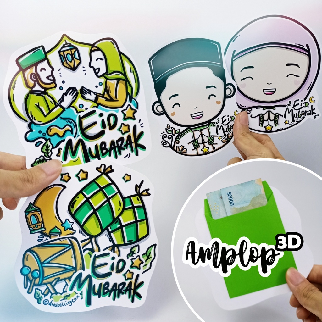Doodle THR Ramadan Envelope 3D Funny Characters Eid Al-Fitr Angpao ...