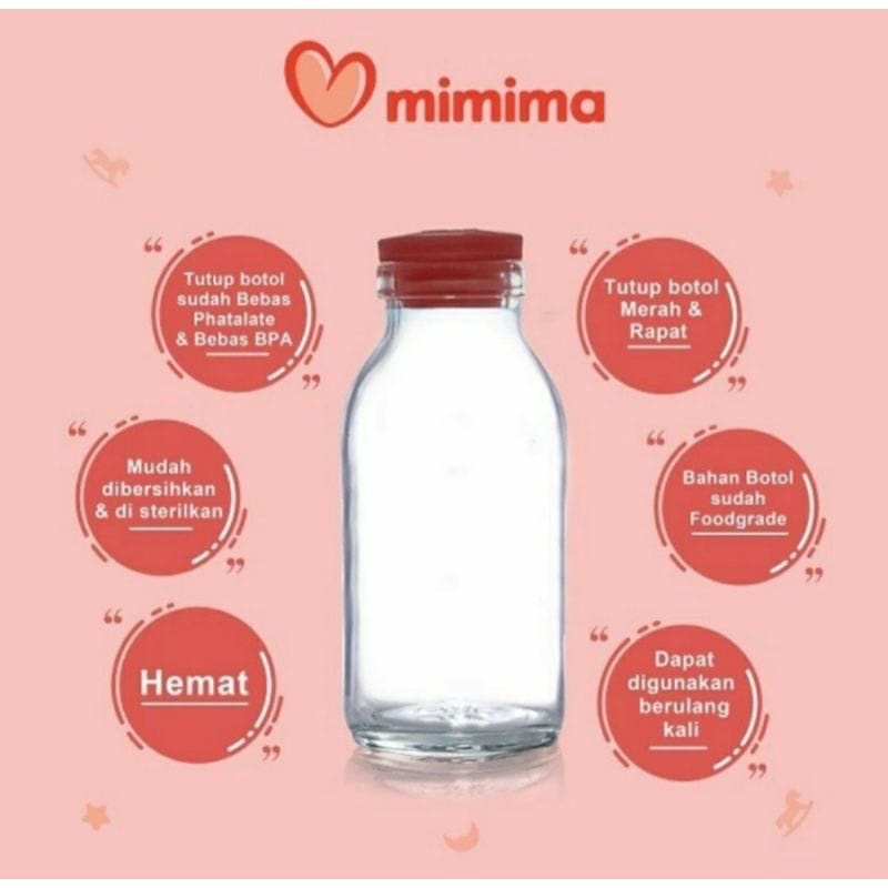 Mimima Glass Breast Milk Bottle 100ml Unit - Breast Milk Storage Bottle ...