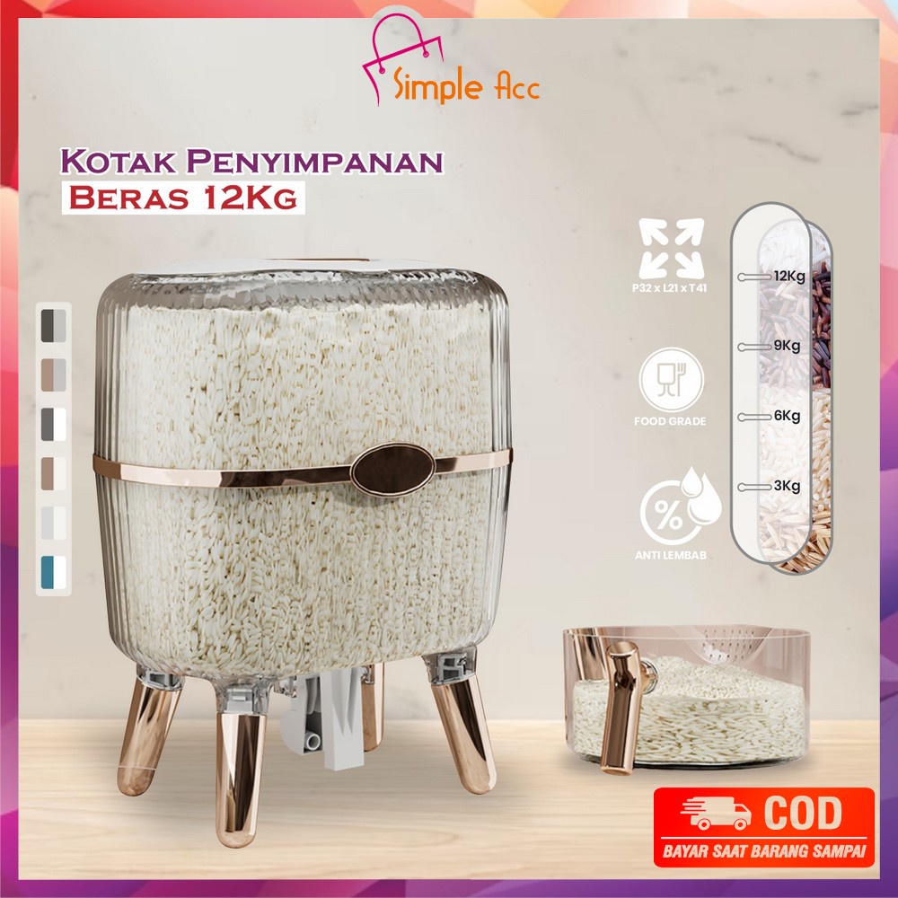 Do-c841 12KG Rice Dispenser Aesthetic Rice Container / Flour Beans Food ...