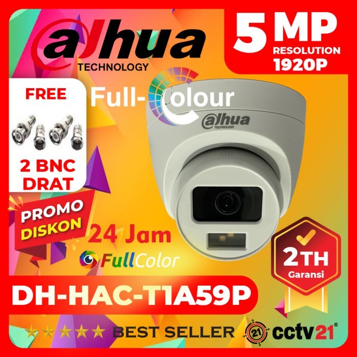 Cctv DAHUA 5MP Indoor FULL COLOR Colorvu DH-HAC-T1A59P 2 BNC | Shopee ...