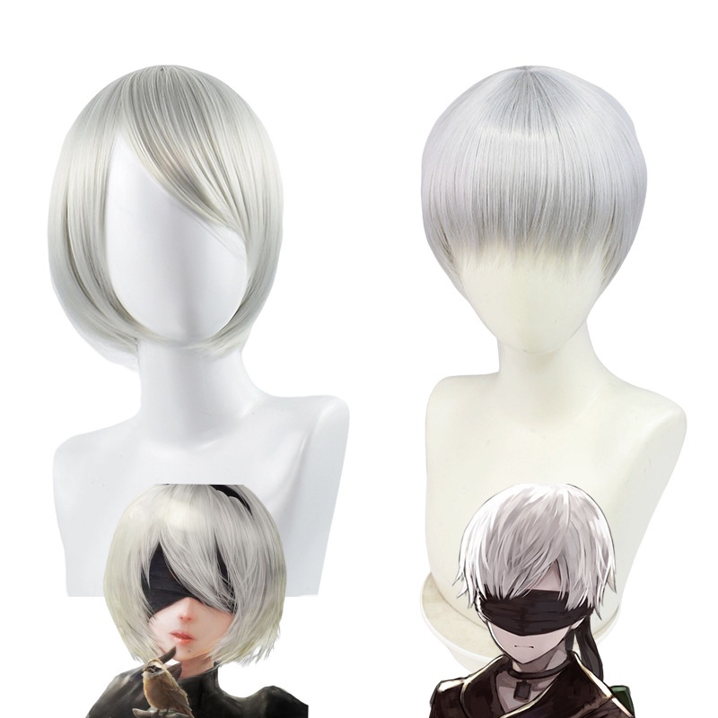 Nier Mechanical Era Silver Gray Wig 9S nier automata2Bcos Wig Silver ...