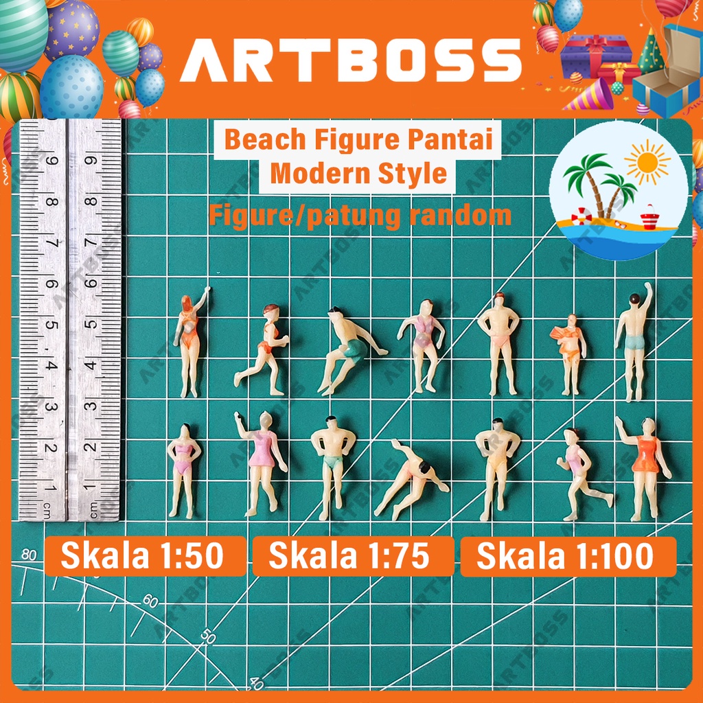 Miniature Modern Beach People Mockup Scale 1:50 1:75 1:100 Diorama ...