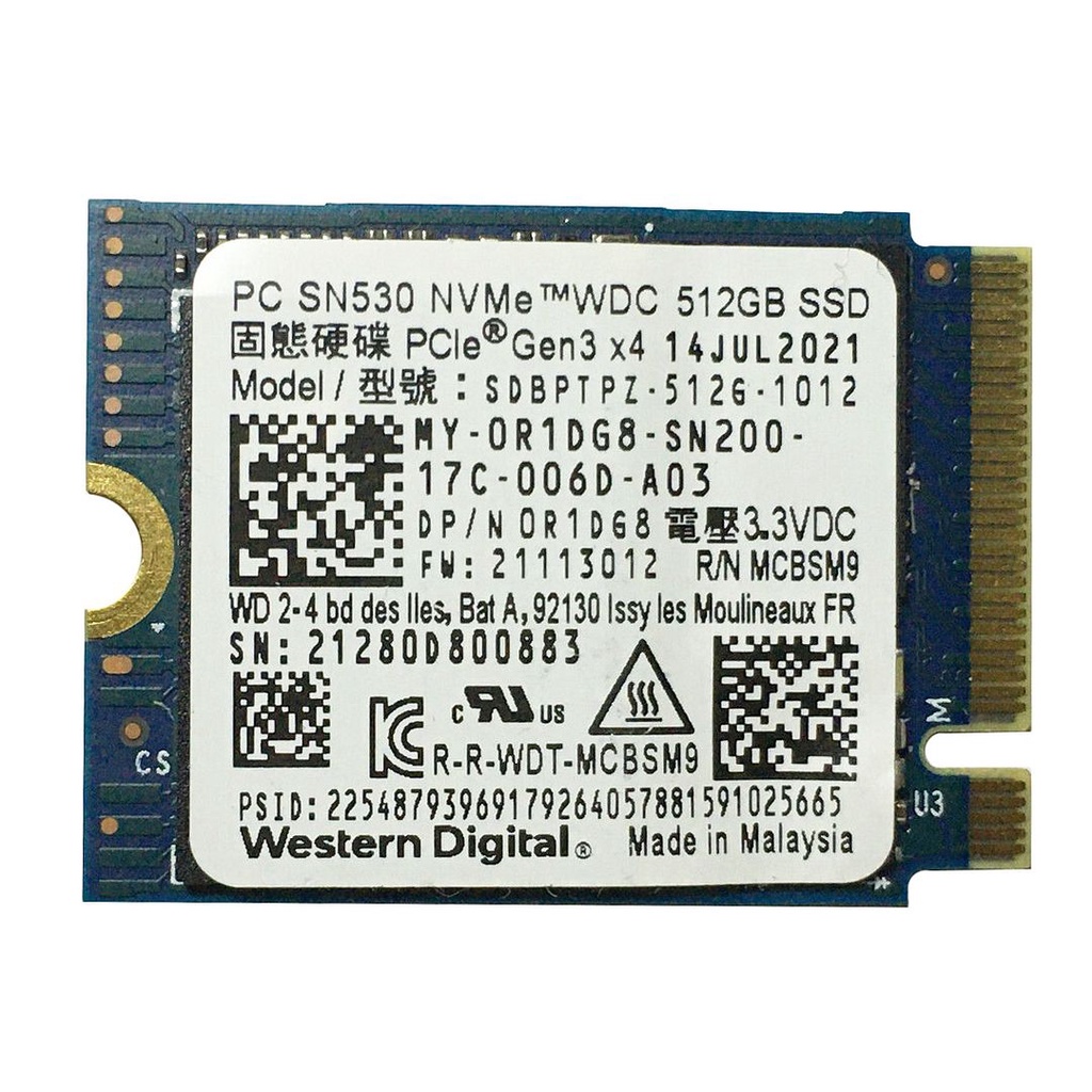 Western Digital 512GB WD PC SN530 PCIe Gen3 x4 M.2 2230 NVMe SSD, SDBPTPZ-512G | Shopee Philippines