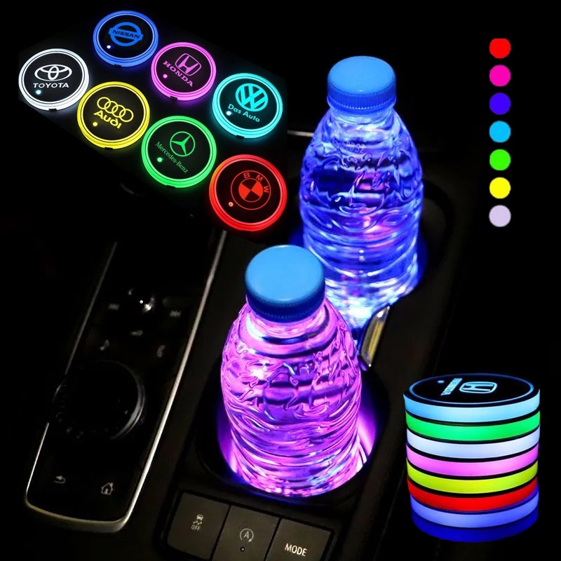 1pcs car luminous water cup slot pad Car decorative light LED ambient ...