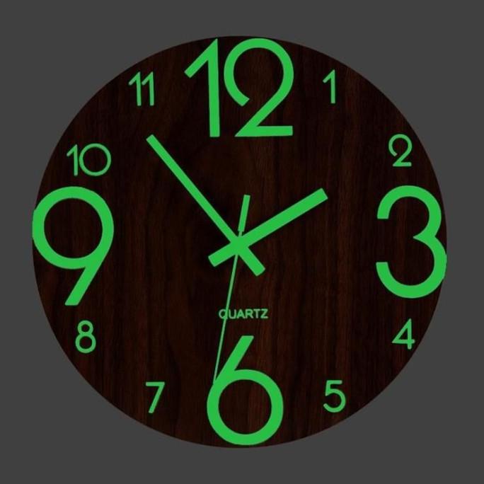 Luminova Glow in The Dark Round Wall Clock 30CM - MDB3 - Wooden ...