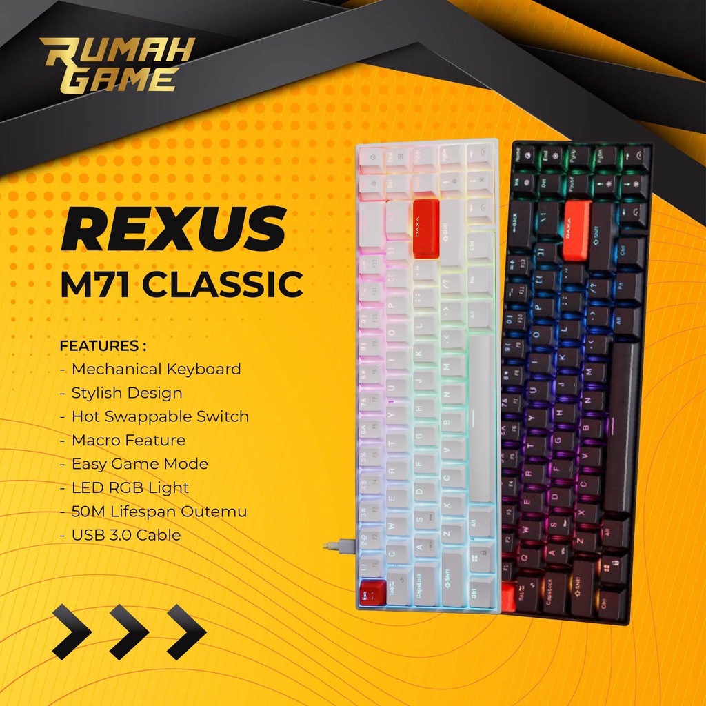 Rexus Daxa M71 Classic/Classic Mechanical Gaming Keyboard | Shopee ...