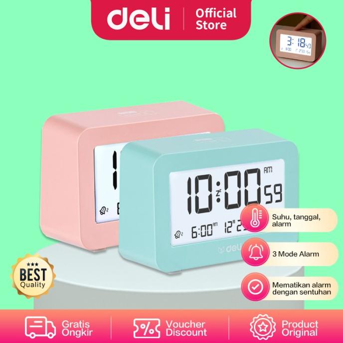 Deli Alarm Clock/Alarm Desk Clock With Lamp Date Temperature 8839 ...