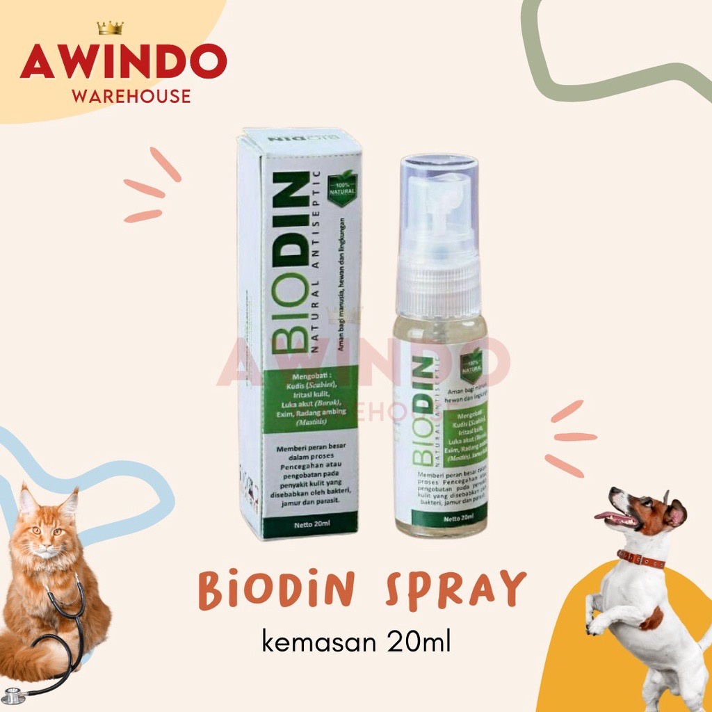 Biodin SPRAY 20ML - Anti Fungus Dog Cat Medicine Scabies Parasite ...