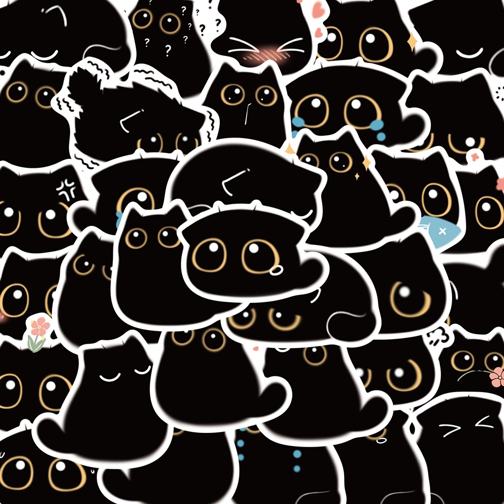 40pcs coal balls, black cat stickers, cute cartoon, hand ledger ...