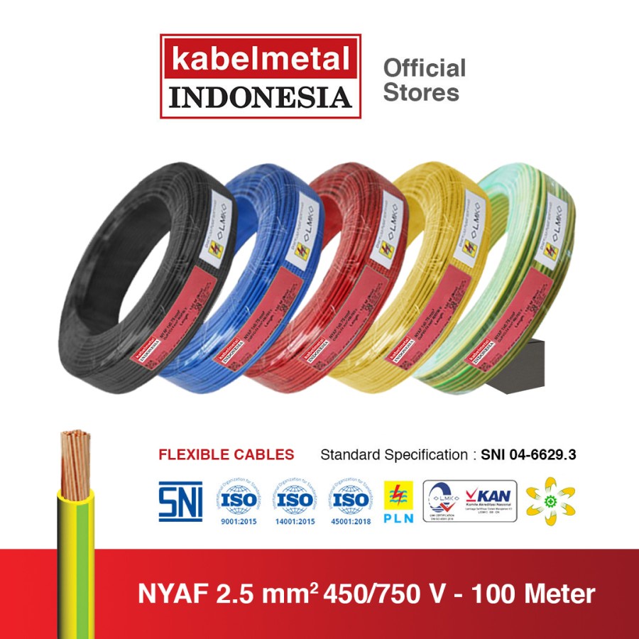 Indonesian Cablemetal - NYAF Cable 2.5 mm 100 Meters SNI Electric ...
