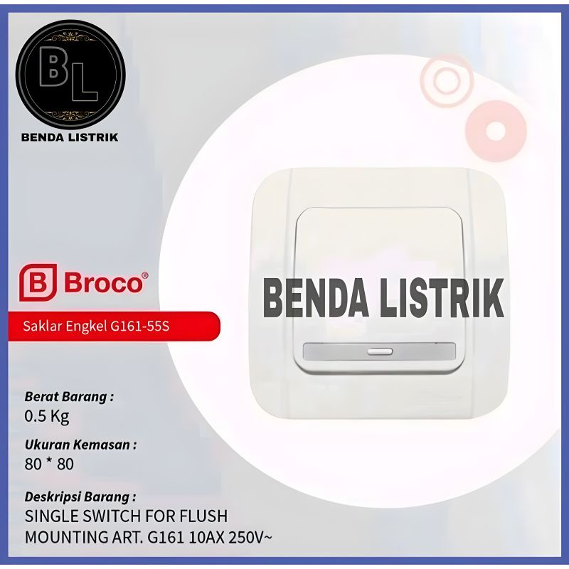 IB Single Switch Galleo White G161 Broco - Inbow Engkel Switch White ...