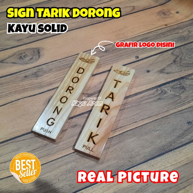 KAYU Wooden Push Pull Signage / Custom Engraved Logo Door Sign | Shopee ...