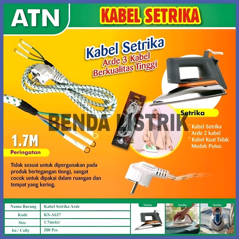 Atn 3-foot Iron Cable - 3-lane Ironing Cable - Fiber Scrub Cable ...