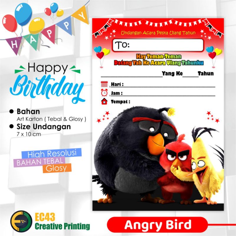 10pcs Angry Bird Theme Birthday Invitation+Plastic Opp Seal/Invitation ...