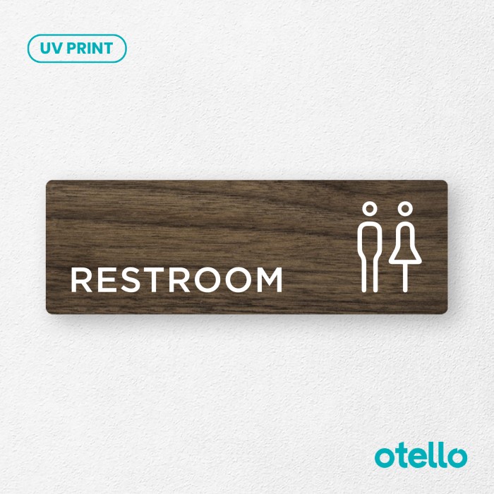 KAYU Restroom Sign Board Wood Print UV Wooden Toilet Stick Signage ...