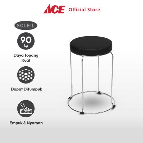 HITAM . Ace - Soleil Bench - Black Stool Metal Multipurpose Seating ...