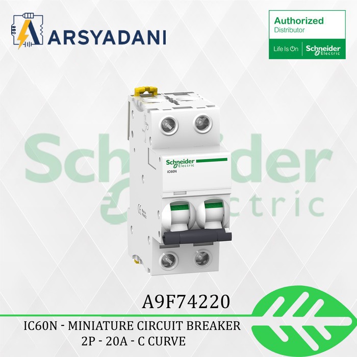 A9f74220 - Schneider Electric Acti 9 MCB iC60N 2P 20A - Curve C | Shopee Philippines