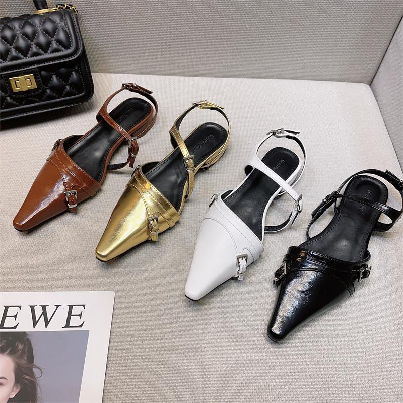 Hot Sale2023 Spring Design Niche Pointed Toe Low-Heeled Straight Back ...