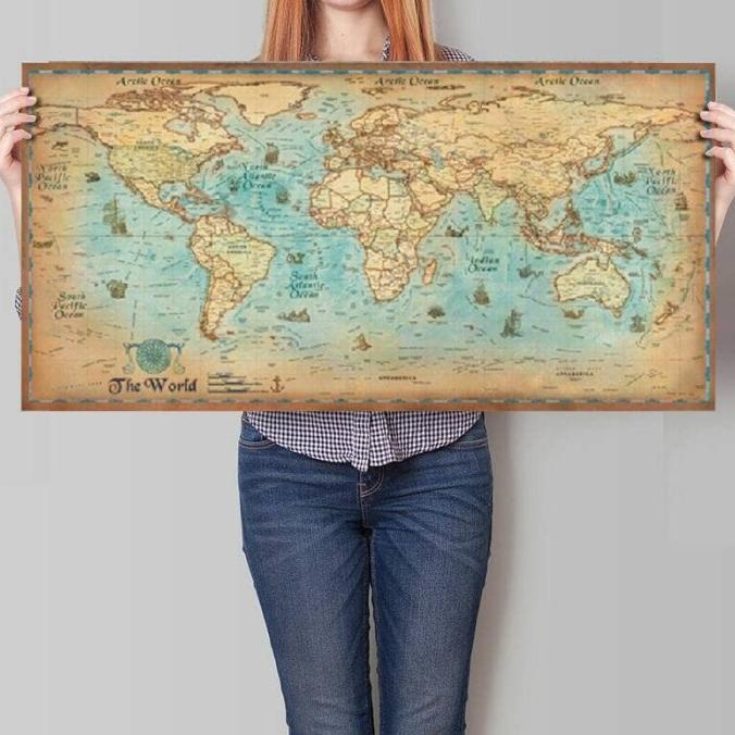 Vintage Poster Classic World Map | Shopee Philippines