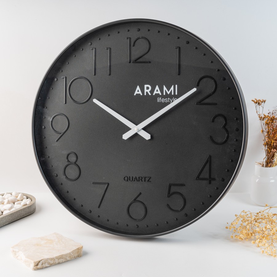 HITAM Rumauma Black Matte Clock Wall | Large Wall Clock Home Office ...