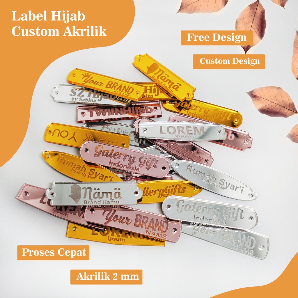MINIMAL Acrylic Labels Custom Labels Hijab Labels Clothes Labels Bag ...