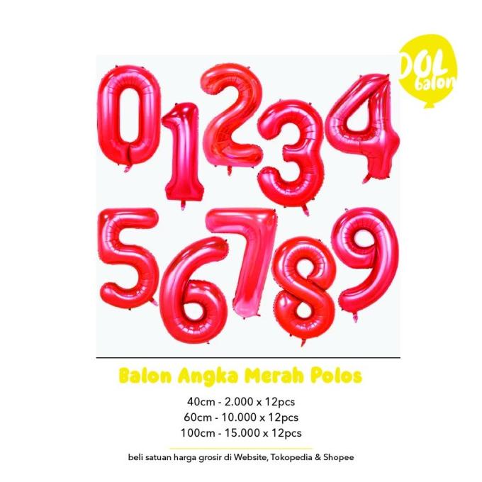 MERAH Featured Product] Red Number Balloon 60cm | Shopee Philippines