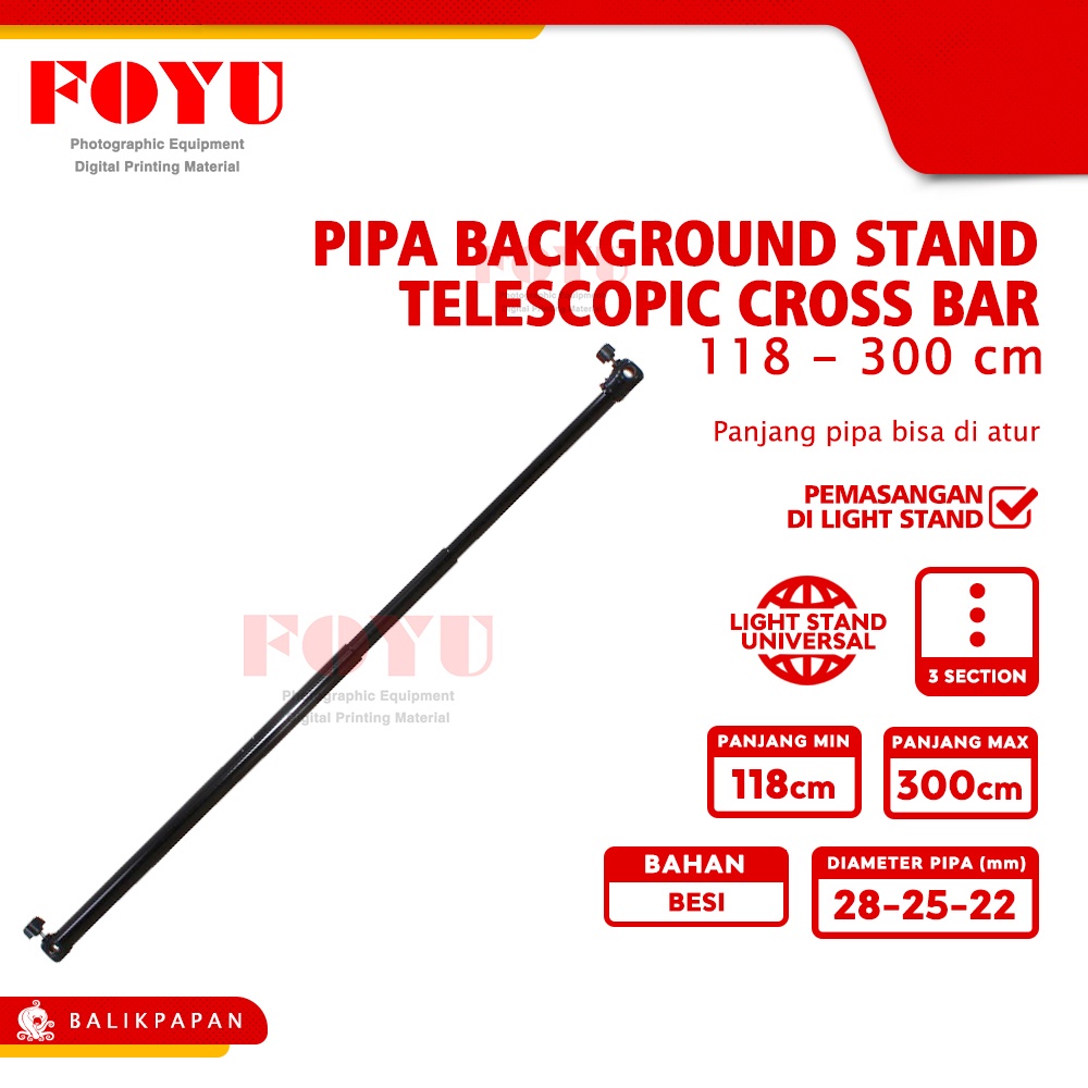 Telescopic Cross Bar Backdrop Stand Background Pole Pipe 118 - 300 cm ...