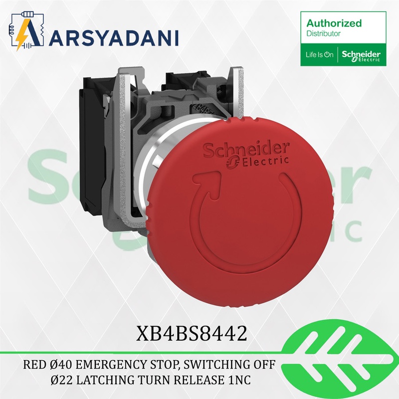 Xb4bs8442 - Red Ø40 Emergency stop, switching off Ø22 exercise 1NC ...