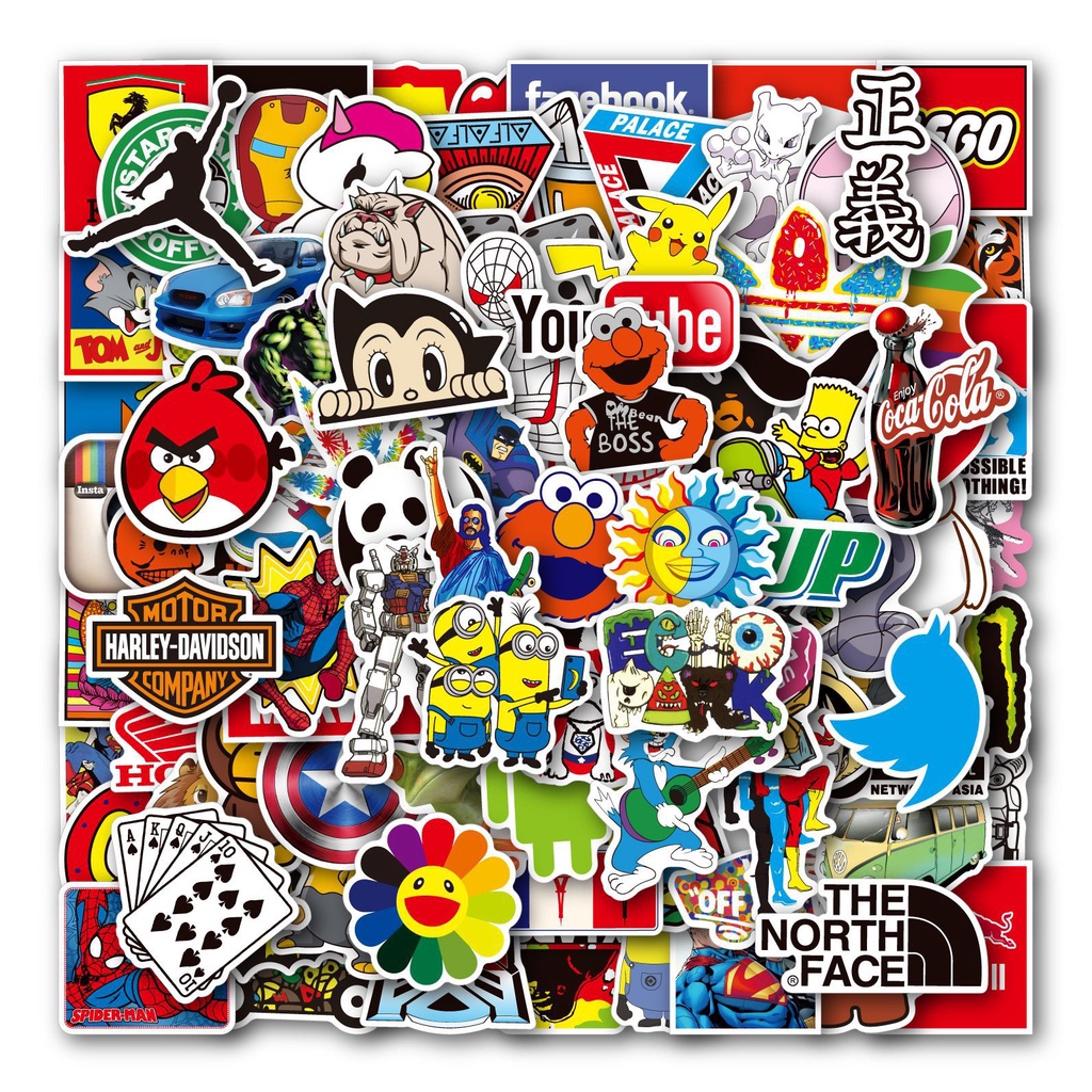 100PCS Cool Street Fashion Logo Graffiti Waterproof Stickers For Laptop ...