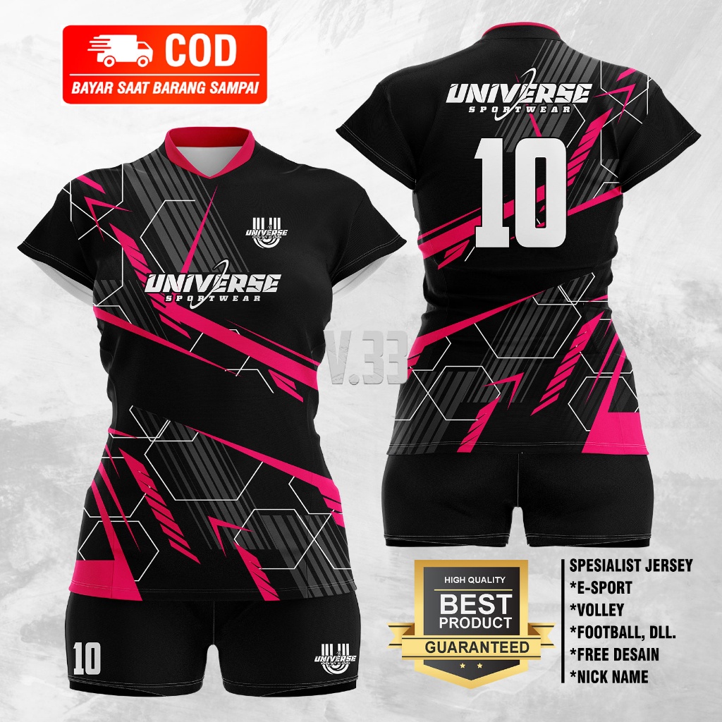 Women's Volleyball Jersey T-Shirt For Women, Unisex Badminton Futsal SSB (Free Name, Number ...
