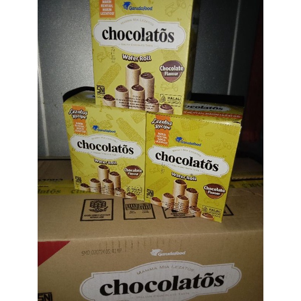 Chocolatos chocolate flavored wafer roll 1 box contains 24 pcs | Shopee ...
