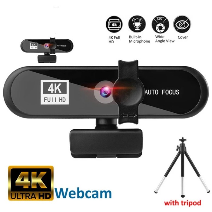 Webcam Full Hd 2K 4K Pc Laptop Camera Auto Focus Video Call Gmeet Zoom ...