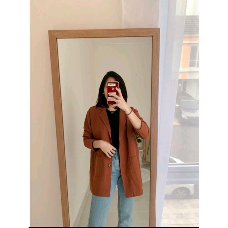 Seoul Linen Blazer Oversized Outer Korean Model Front Pockets | Shopee ...