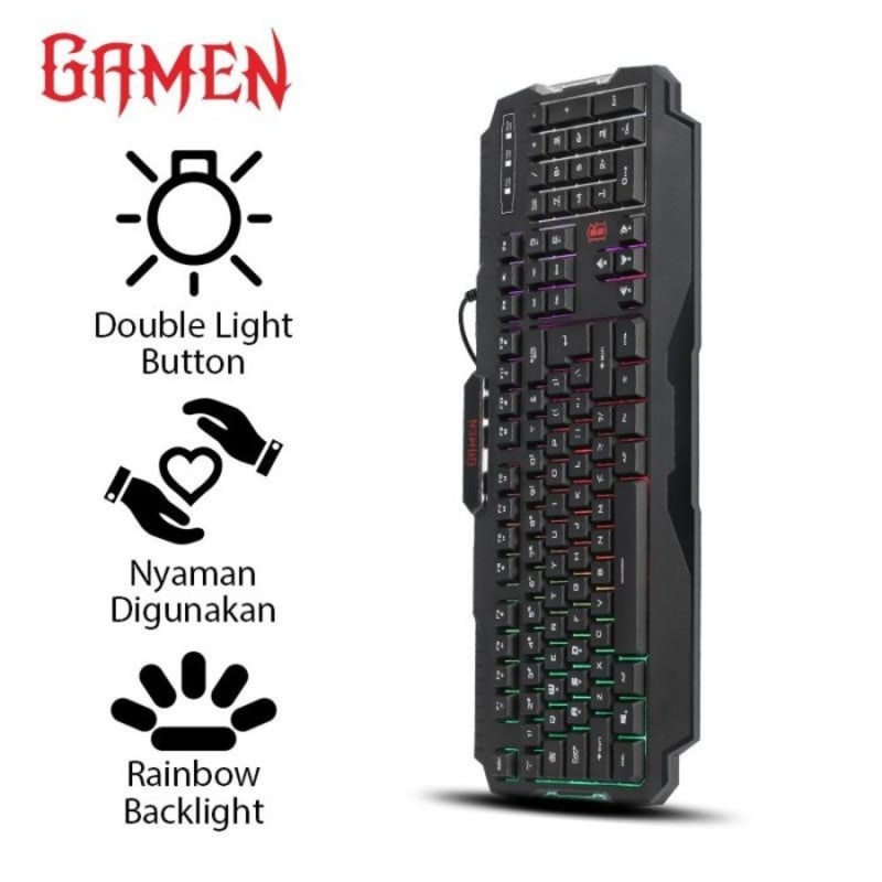 Gamen GK100 Gaming Keyboard Rainbow Backlight RGB & Waterproof | Shopee ...