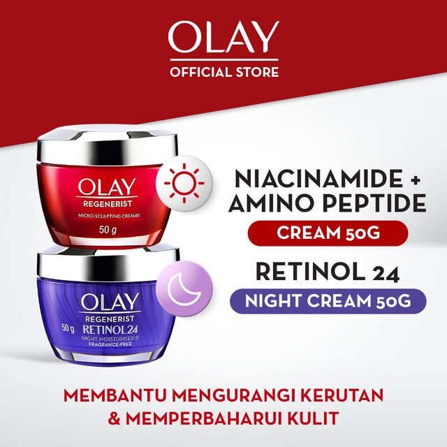 Olay Regenerist Morning Moisturizing Cream 50g & Retinol 24 Night Cream ...