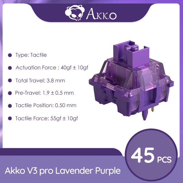 Akko V3 Lavender Purple Pro Switch Tactile Mechanical keyboard switches ...