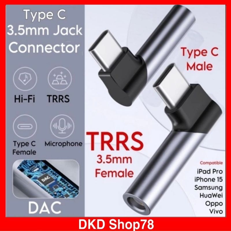 Audio Adapter L Shape Male Type C To Jack 3.5mm Female TRRS | Shopee ...