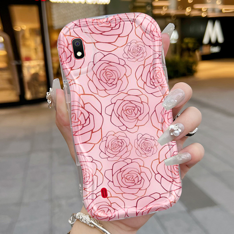 MERAH HP MAWAR Samsung Galaxy A10 A11 M33 Phone Case Pink Rose Pattern ...