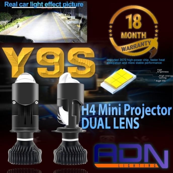 Led Lamp H4 Mini Projector Biled Motorcycle Car Y9S 40W Dual Lens Adn ...