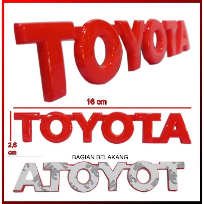 MERAH Car Logo Emblem With Red Toyota Writing | Shopee Philippines