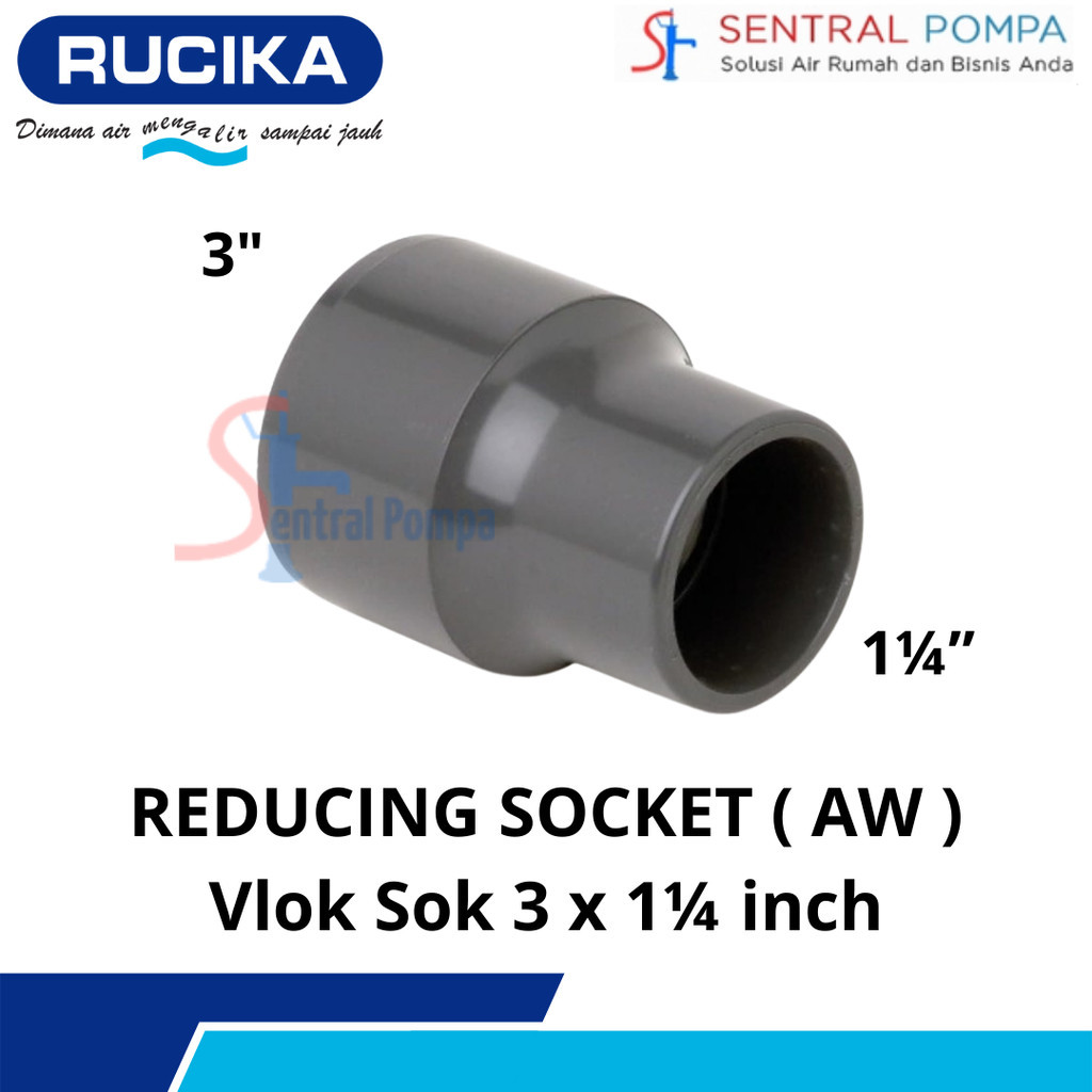 Vlok Sok 3x1 inch RUCIKA PVC AW Reducer Socket/Increaser 3" x 1" | Pump ...