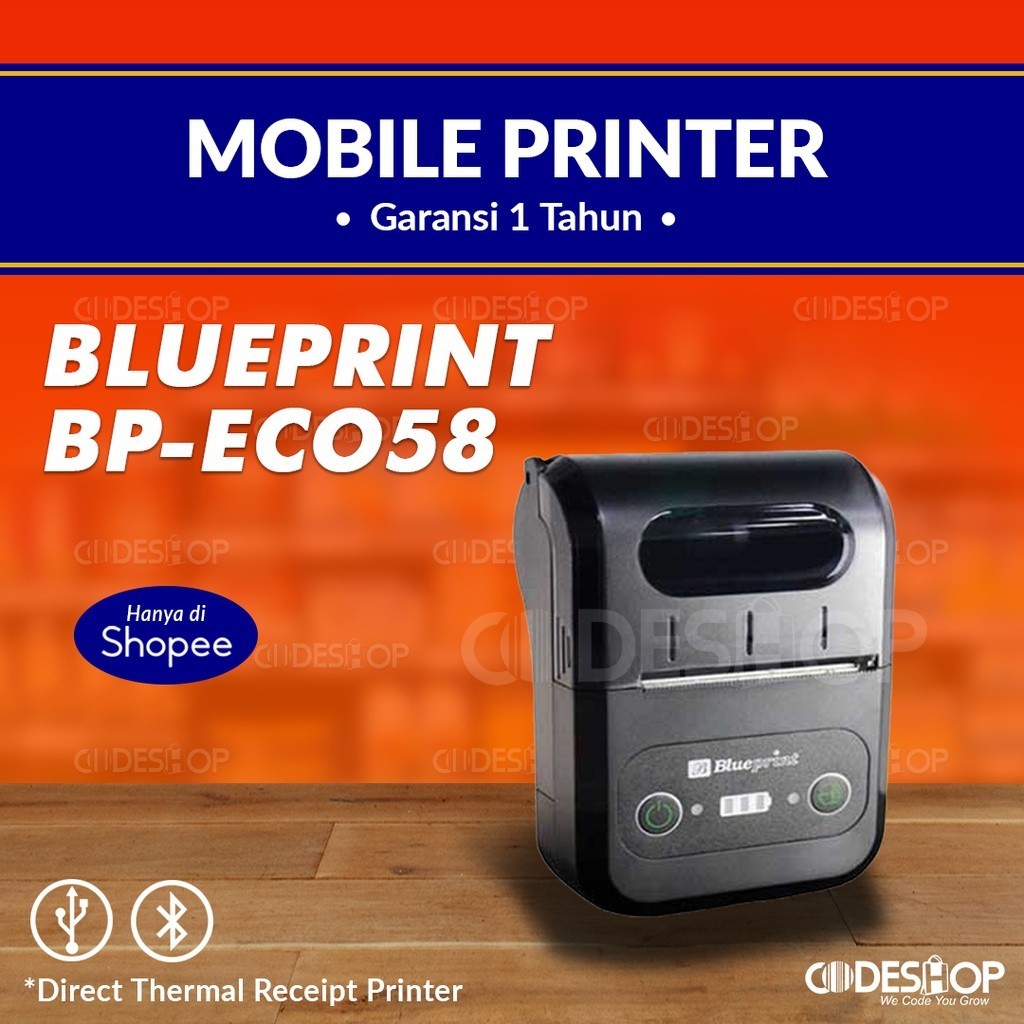 Blueprint ECO58 Bluetooth Printer Prints Portable Cashier's Receipts ...