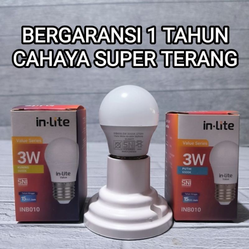 PUTIH CAHAYA In-lite LED BULB LIGHT VALUE 3W 3 WATT INLITE INB010 WHITE ...