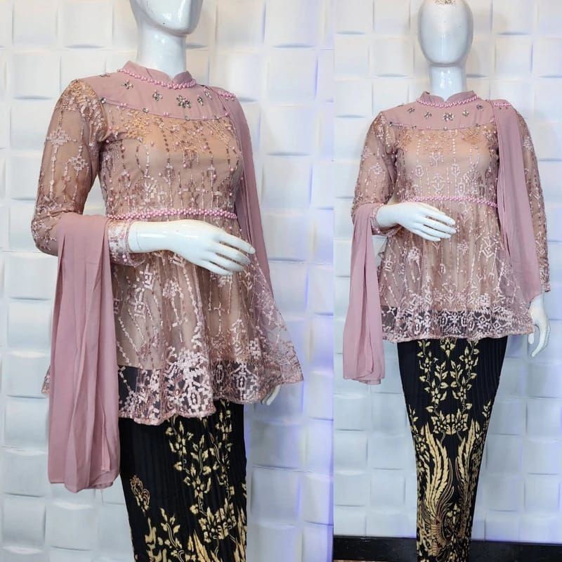 Squeenaa Kebaya Set Modern Short Hijab Shawl Tille Sequin Women ...